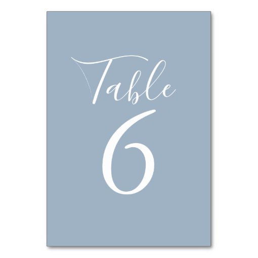 Elegant Script Dusty Blue Table Numbers | Zazzle