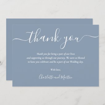 Elegant Script Dusty Blue Thank You Card | Zazzle