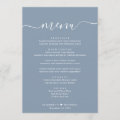 Elegant Script Dusty Blue Wedding Reception Menu | Zazzle
