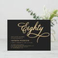 Elegant Script Eighty Black Gold 80th Birthday Invitation | Zazzle