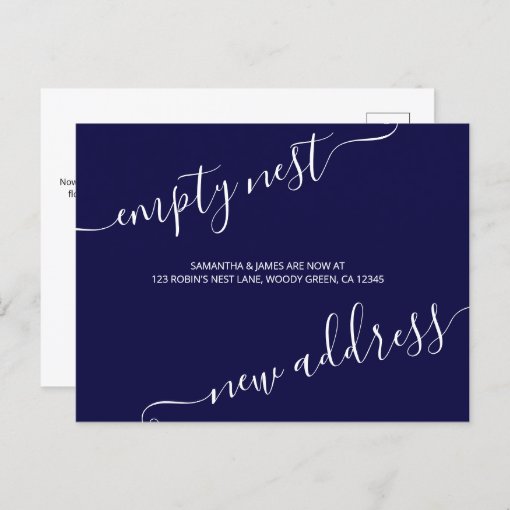 Elegant Script Empty Nest New Address Announcement Postcard | Zazzle