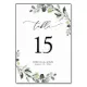 Elegant Script Eucalyptus Greenery Table Number | Zazzle