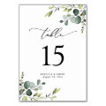 Elegant Script Eucalyptus Greenery Table Numbers | Zazzle