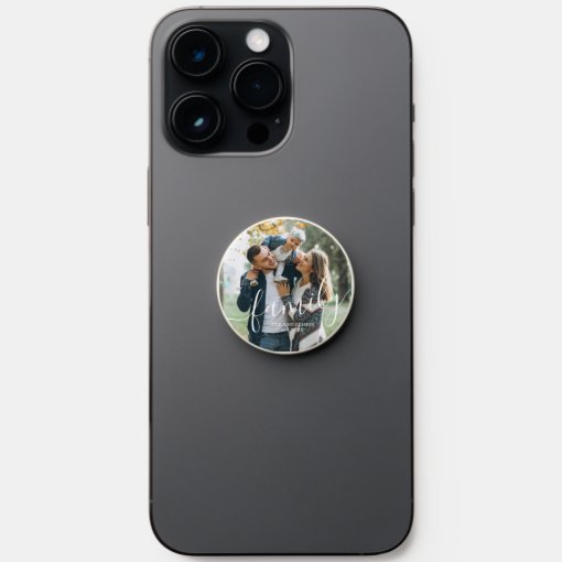 Elegant Script "Family" Custom Photo PopSocket | Zazzle