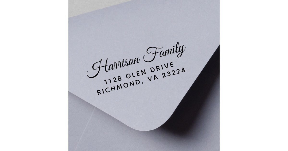 Elegant Script Family Name Return Address Self-inking Stamp | Zazzle