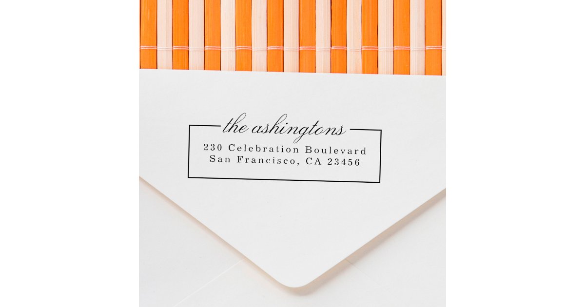 Elegant Script Family Name Vintage Return Address Self-inking Stamp ...