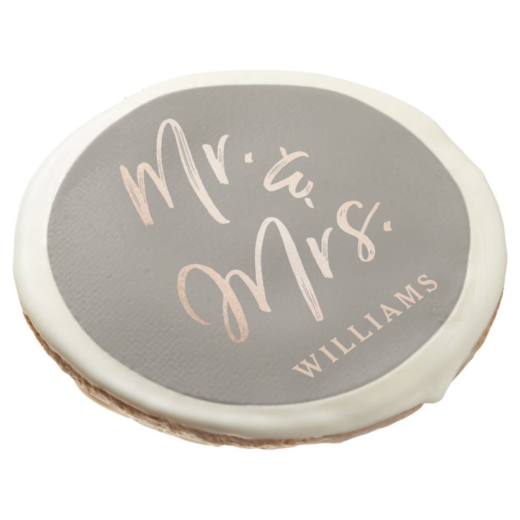 Elegant Script Faux Foil Mr. & Mrs. Sugar Cookie | Zazzle