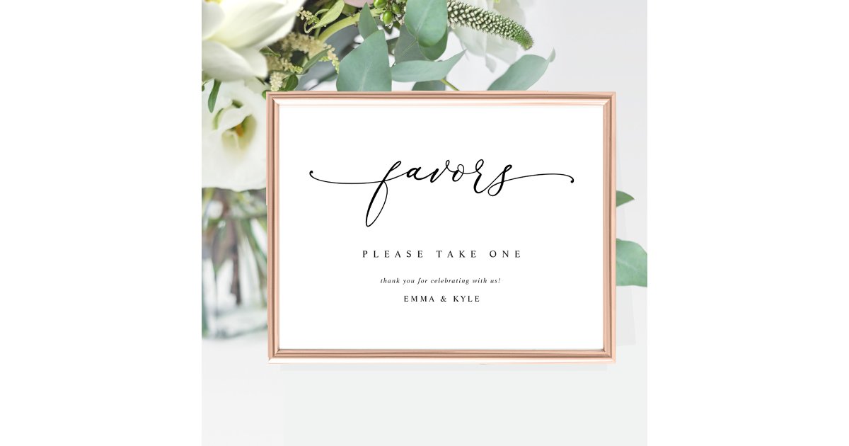 Elegant Script Favors Wedding Table Sign | Zazzle