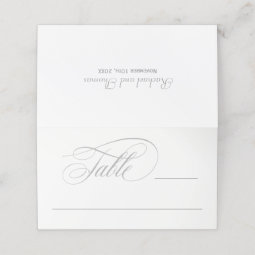 Elegant Script Flourishes Gray Place Card | Zazzle