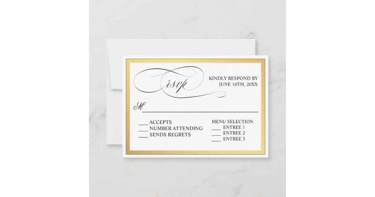 Elegant Script Flourishes Wedding RSVP | Zazzle