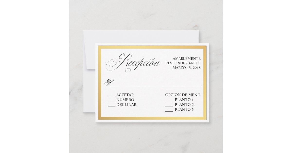 Elegant Script Flourishes Wedding Spanish RSVP Invitation | Zazzle