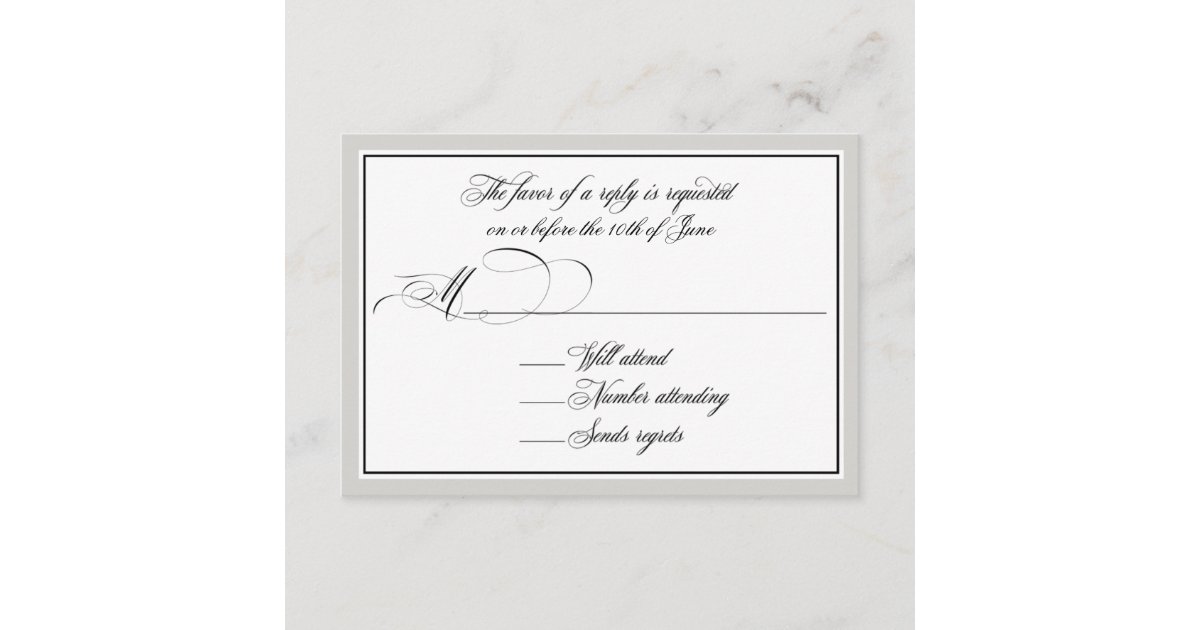 Elegant Script Flourishes with Any Color Border RSVP Card | Zazzle.com