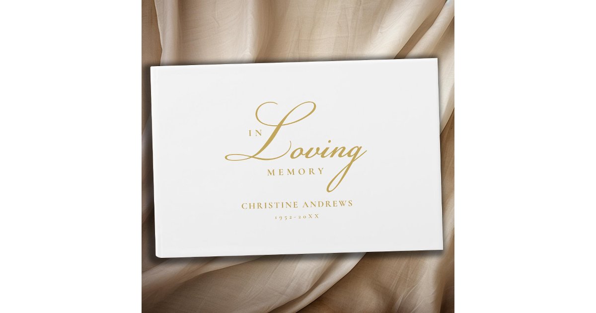 Elegant, Script Font "In Loving Memory" Funeral Guest Book | Zazzle