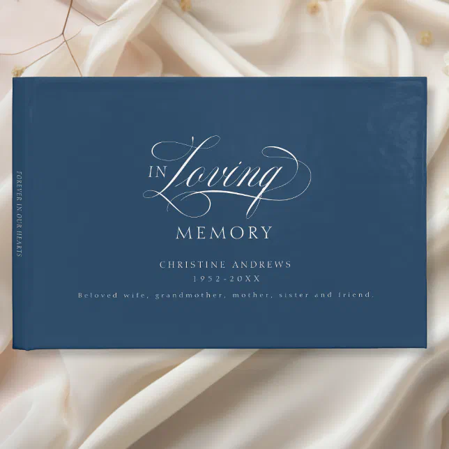 Elegant, Script Font "In Loving Memory" Funeral Guest Book | Zazzle