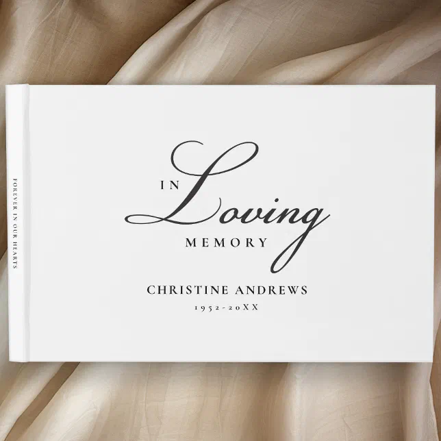 Elegant, Script Font "In Loving Memory" Funeral Guest Book | Zazzle