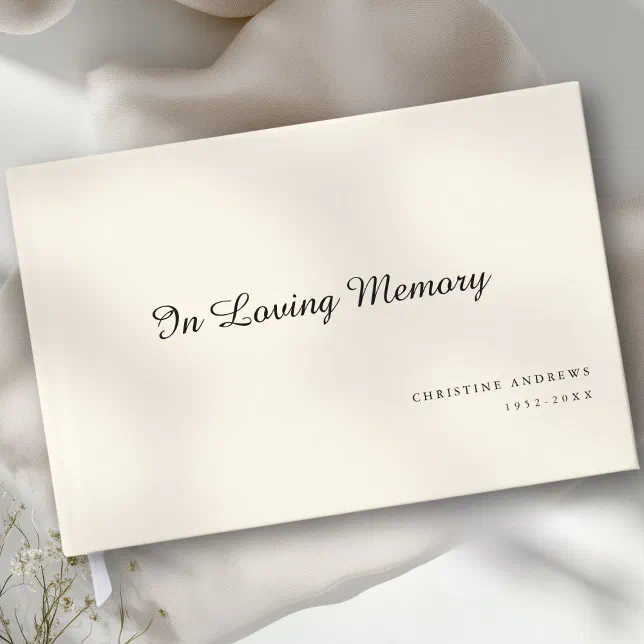 Elegant, Script Font "In Loving Memory" Funeral Guest Book | Zazzle
