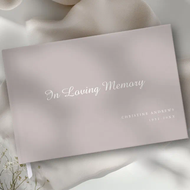 Elegant, Script Font "In Loving Memory" Funeral Guest Book | Zazzle