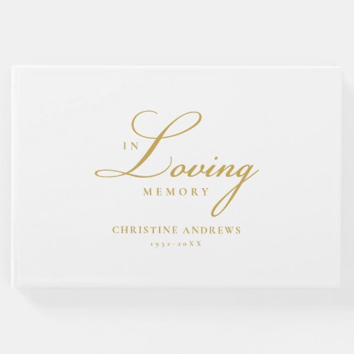 Elegant, Script Font "In Loving Memory" Funeral Guest Book | Zazzle