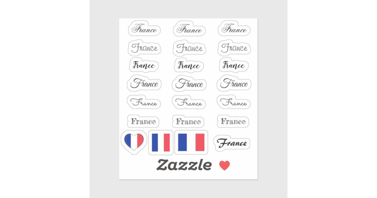Elegant script France & French Flag /name Set Sticker | Zazzle