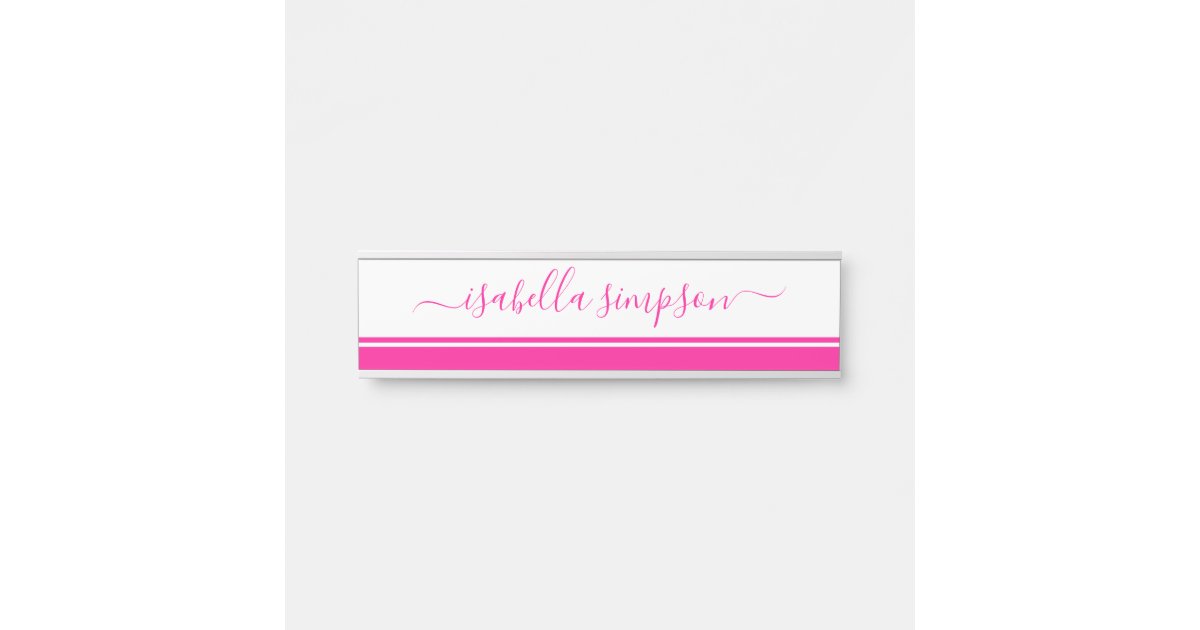 Elegant Script Girly Hot Pink Door Sign | Zazzle