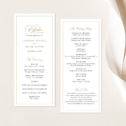 Elegant Script Gold Modern Calligraphy Wedding Program | Zazzle