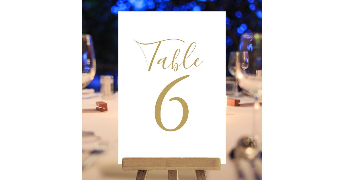 Elegant Script Gold Table Numbers | Zazzle