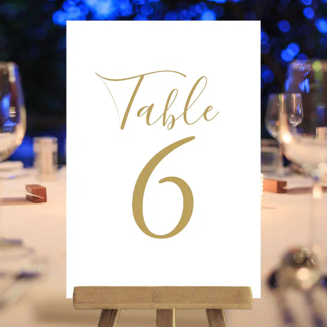 Elegant Script Gold Table Numbers | Zazzle