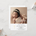 Elegant Script Golden Overlay Cross Photo Baptism Invitation | Zazzle