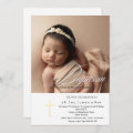 Elegant Script Golden Overlay Cross Photo Baptism Invitation | Zazzle