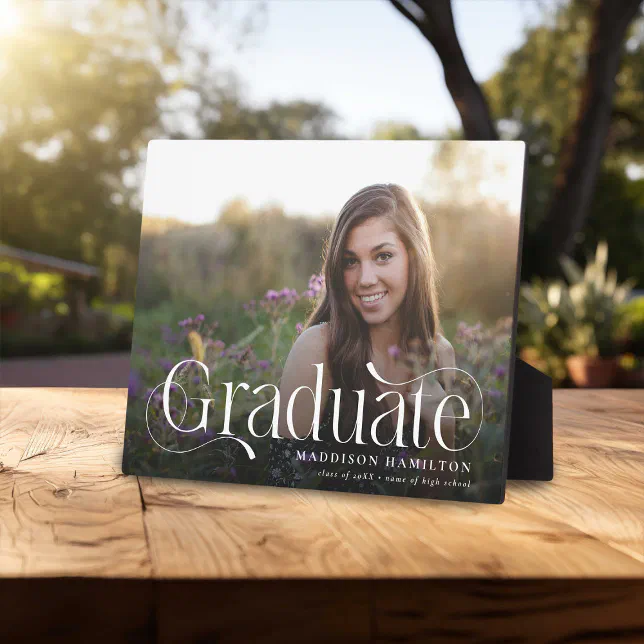Elegant Script Graduate Photo Keepsake Graduation Plaque | Zazzle