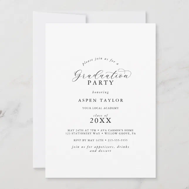 Elegant Script Graduation Party Invitation | Zazzle
