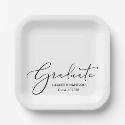 Elegant Script Graduation Party Paper Plates | Zazzle