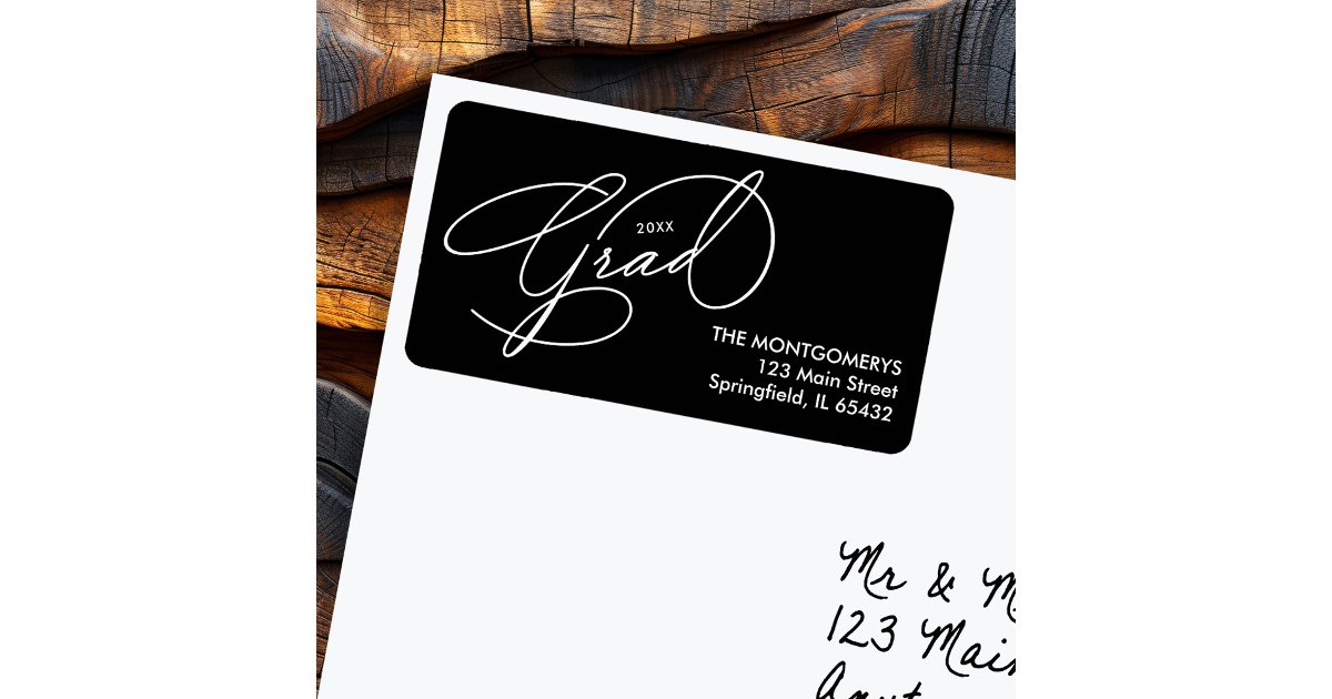 Elegant Script Graduation Return Address Label | Zazzle