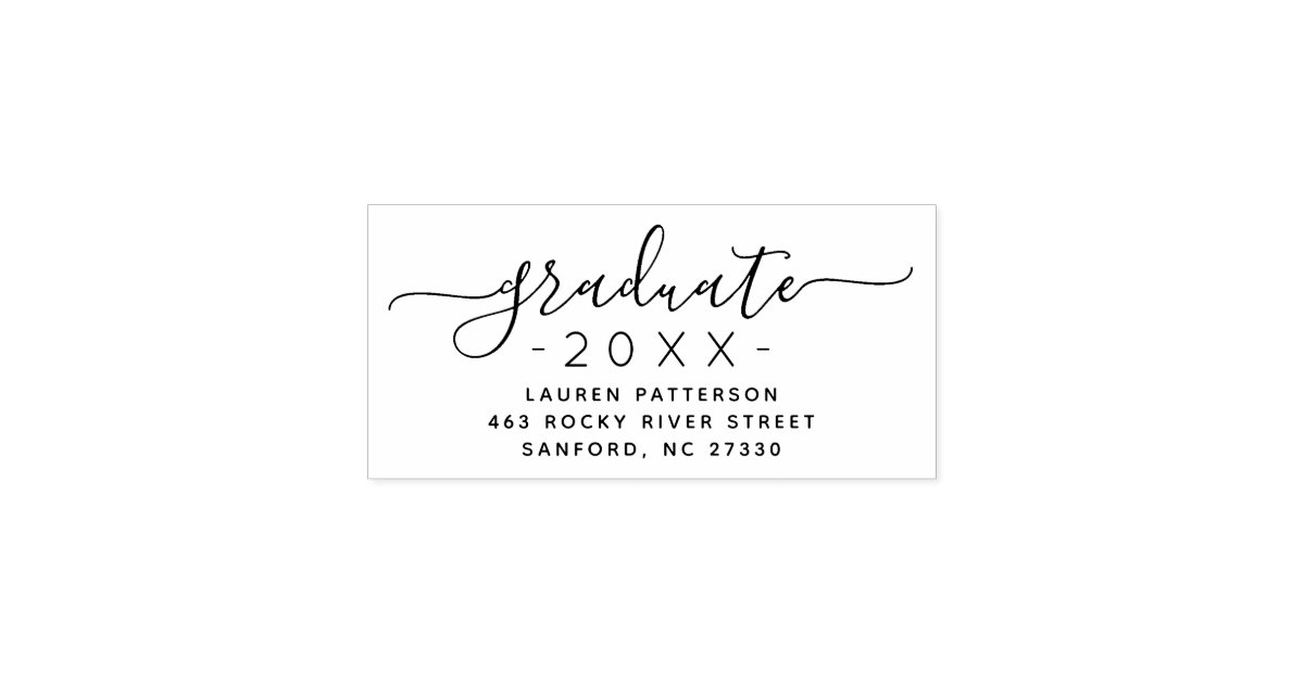 Elegant Script Graduation Return Address Stamp | Zazzle