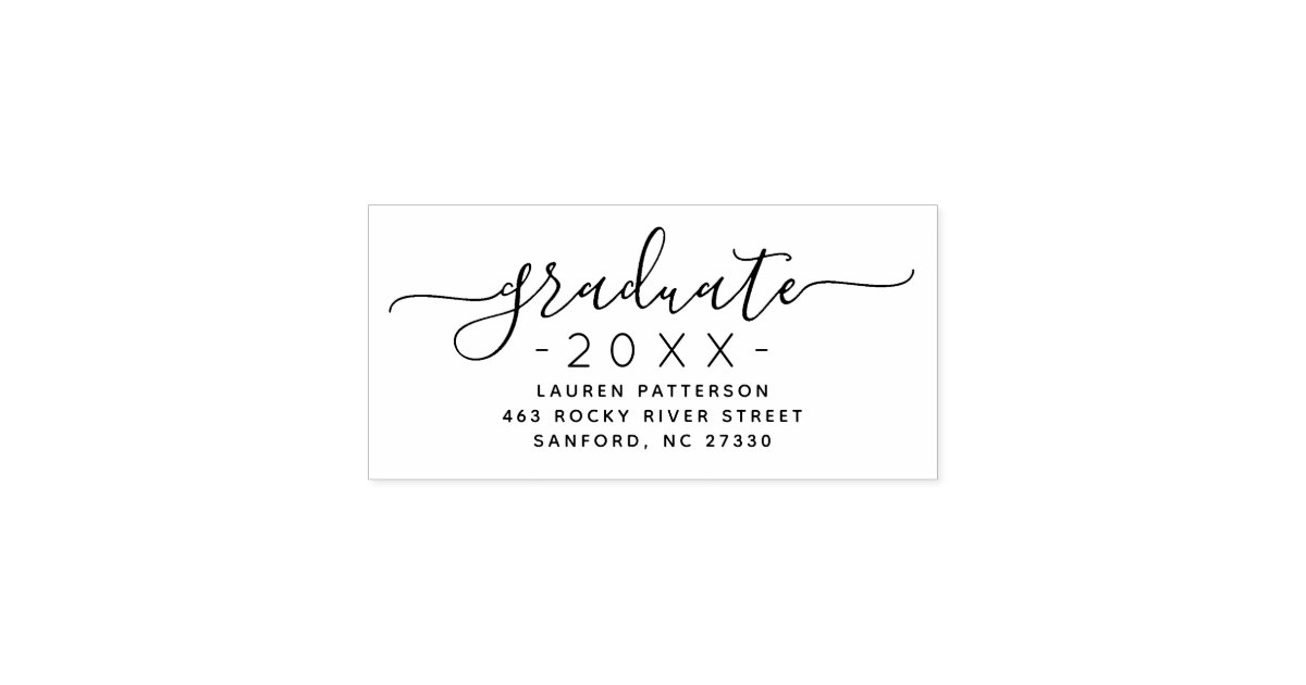 Elegant Script Graduation Return Address Stamp | Zazzle
