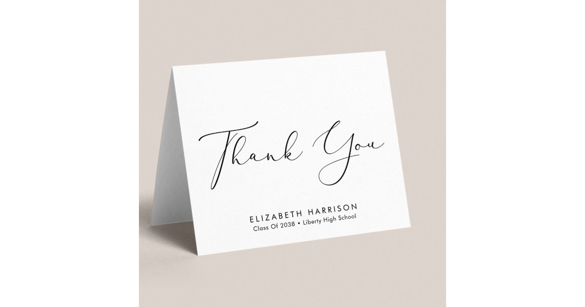 Elegant Script Graduation Thank You Card | Zazzle