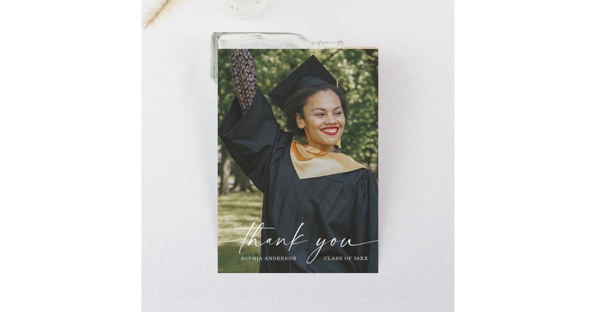 Elegant Script Graduation Thank You Cards | Zazzle