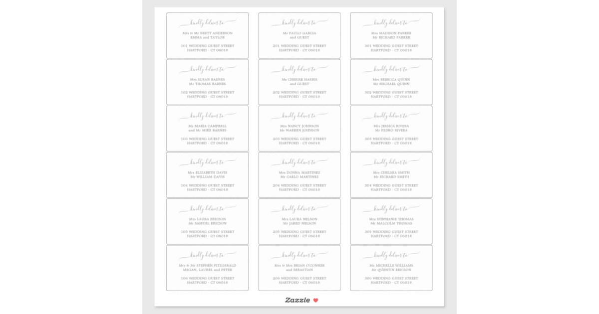 Elegant Script Gray Guest Address Label Template | Zazzle