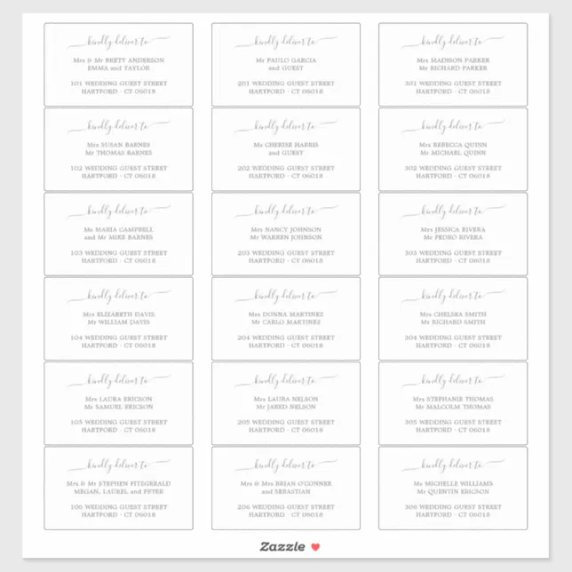 Elegant Script Gray Guest Address Label Template | Zazzle
