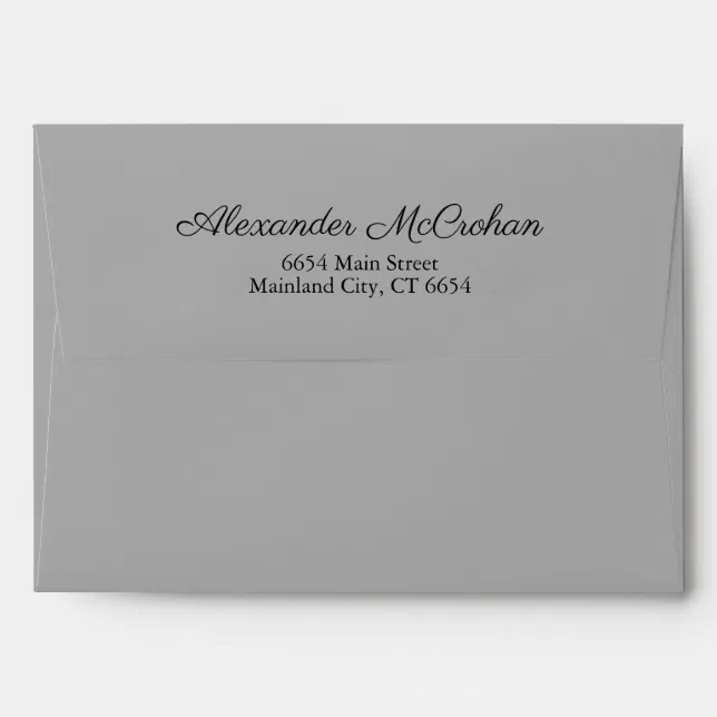 Elegant Script Gray Return Address Mailing Envelope | Zazzle