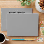 Elegant Script Gray Return Address Mailing Envelope | Zazzle