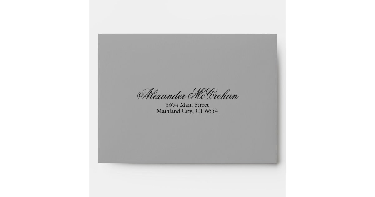 Elegant Script Gray Return Address Mailing Envelope | Zazzle