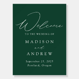Elegant Script Green Wedding Welcome Sign | Zazzle