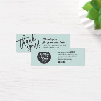 Elegant script handwriting thank you mint green | Zazzle