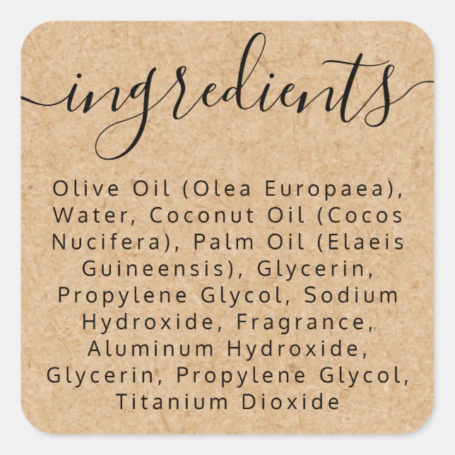 Elegant script ingredient list Kraft product label | Zazzle