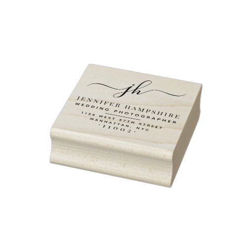 Elegant Script Initials Business Return Address Rubber Stamp | Zazzle