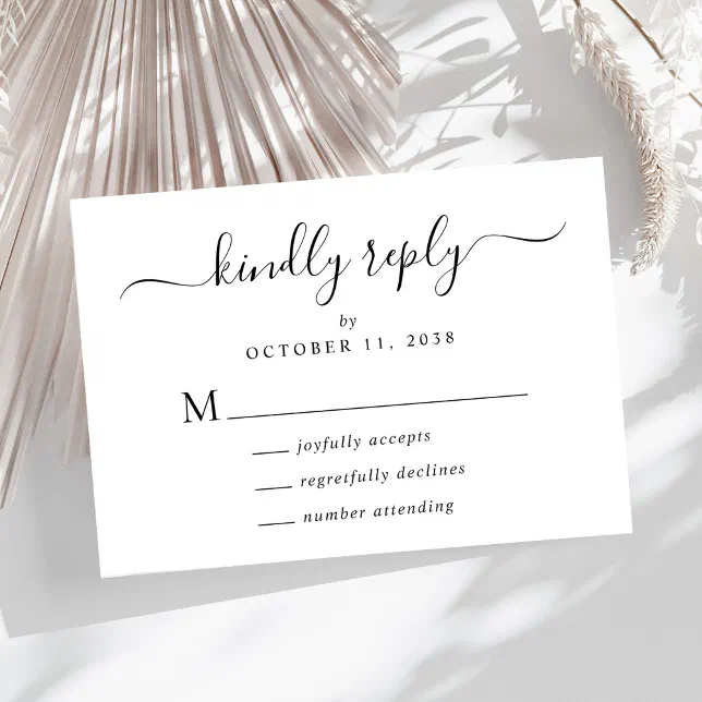 Elegant Script Kindly Reply Wedding RSVP Card | Zazzle