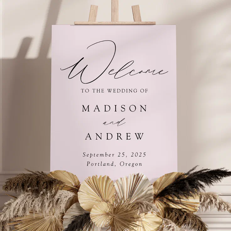 Elegant Script Lavender Wedding Welcome Sign | Zazzle