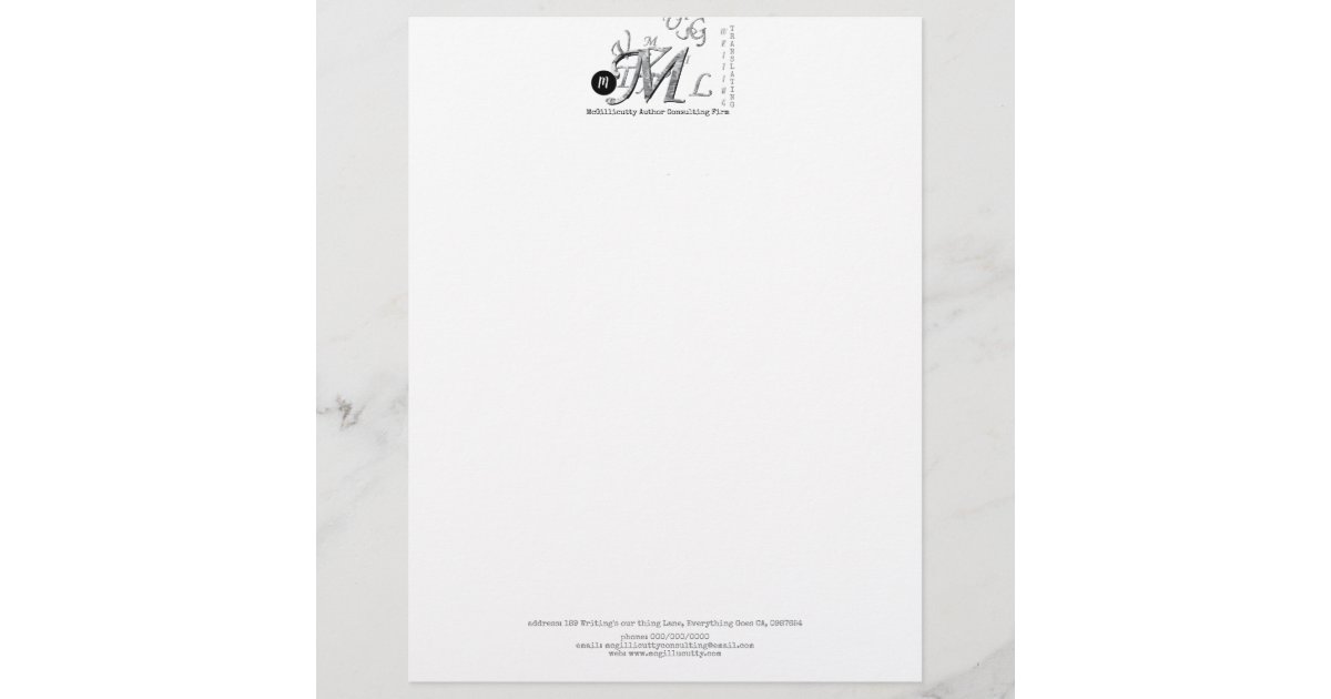 Elegant Script Lettering Letterhead | Zazzle