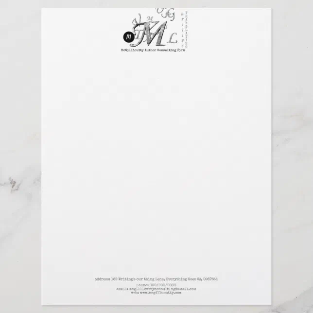 Elegant Script Lettering Letterhead | Zazzle